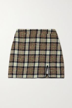 Rowen Rose Minirock Aus Kariertem Tweed - Braun