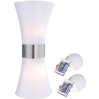 ETC Shop Farbwechsel Außen Wand Leuchte Up Down Dimmer Lampe im Set inklusive RGB LED Leuchtmittel