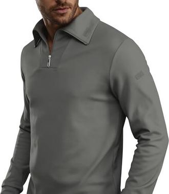 Brandsseller Pull col Camionneur pour Homme en Coton l&eacute;ger &agrave; Demi-Zip - avec Fermeture &Eacute;clair et col Montant, Confortable et Respirant pour Le Quotidien et Les Loi