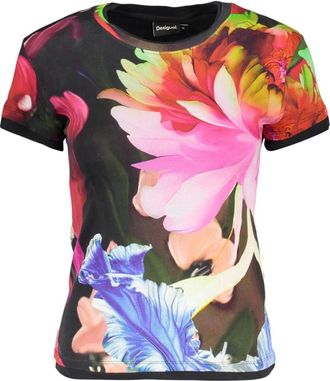Desigual Femme, Tops, Noir, Taille: 44 FR T-shirt Multiflowers Lacroix