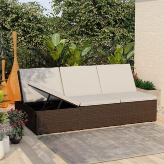 vidaXL Vidaxl - Chaise longue convertible avec coussin R&eacute;sine tress&eacute;e Marron
