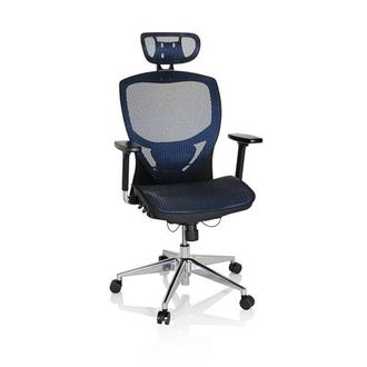 hjh OFFICE 657010 Profi Bürostuhl Venus ONE Netzstoff Schwarz/Blau ergonomischer Drehstuhl, Rückenlehne höhenverstellbar