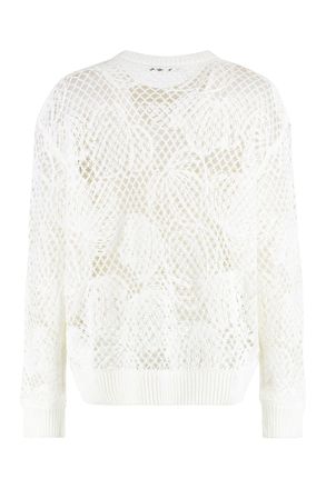 Max Mara Womens Crew-Neck Sweater Farea White Cotton