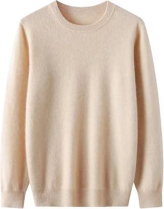 Generic Pull en Laine pour Hommes Hiver Col Rond Tricot&eacute; &Agrave; Manches Longues Pull Couleur Unie D&eacute;contract&eacute; Chaud Pull Beige M