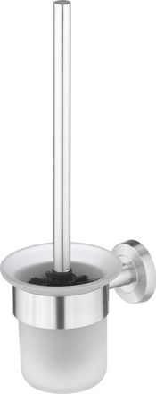 Amare WC-B&uuml;rste mit Wandhalter, Silber, Glasbeh&auml;lter