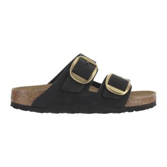 Birkenstock Femme, Chaussures, Noir, Taille: 38 EU Sandales &agrave; Boucle en Cuir avec Semelle en Li&egrave;ge
