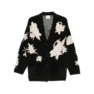 Forte_Forte Strickjacke mit Knopfleiste - - Knitwear - Damen - Schwarzk - S