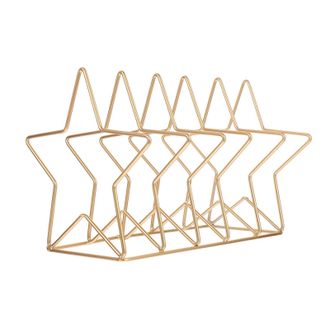 IFUNDOM SECFOU Metal Buchregal F&uuml;nf Punkte Stern Form Elegant Gl&auml;nzend Metall Aufbewahrungsregal f&uuml;r B&uuml;cher Zeitschriften Desktop Organizer f&uuml;r Home Office Ti