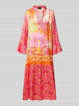 Miss Goodlife Midikleid aus Viskose mit V-Ausschnitt Modell Orange Palm