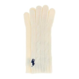 Polo Ralph Lauren unisex, Accessoires, Blanc, Taille: ONE Size Gants en laine et cachemire tress&eacute;s Pony