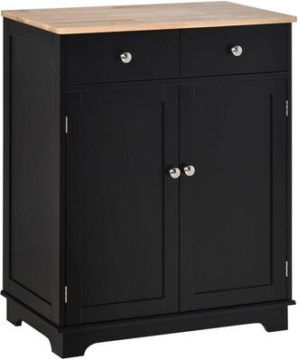 HOMCOM Homcom - Buffet multi-rangement 2 portes avec étagère réglable 2 tiroirs coulissants bois dhévéa mdf noir