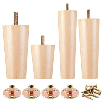 Generic Gewindeschrauben F&uuml;r M&ouml;belf&uuml;&szlig;e, Konische Massivholz-Sofa F&uuml;&szlig;e Mit Rutschfesten Gummif&uuml;&szlig;en, F&uuml;r Schr&auml;nke, Sofas, Kommoden Und Hocker M&ouml;belerh&ouml;hung(8cm(