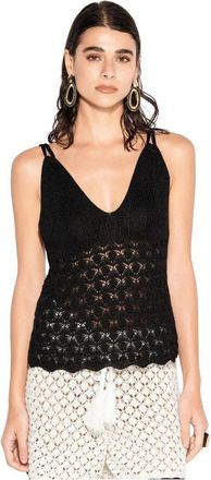 Akep Femme, Tops, Noir, Taille: 38 FR Openwork Strap Top