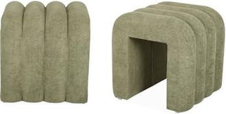 Sweeek Set de 2 poufs contemporains en Tissu vvert