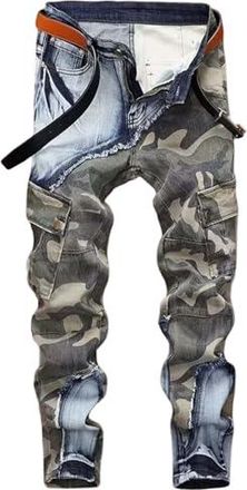 Generic Jean Homme Jean Homme Regular Jeans Homme Confortable Classique Slim D&eacute;chir&eacute; Imprim&eacute; Couleur - Poches Fonctionnelles, Style Urbain Jeune et Audacieux