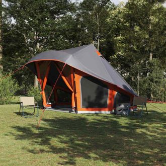 vidaXL vidaXL Tente Tipi familiale Gris et orange 508 x 470 x 300 cm