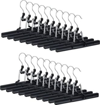Relaxdays 100 x Hosenb&uuml;gel Metall im Set, 360&deg; drehbarer Haken, fest schlie&szlig;end, Rockb&uuml;gel, gummierte Klemmen, 26cm, schwarz