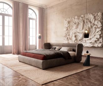 DELIFE Polsterbettgestell Simea 180x200 cm Mikrofaser Taupe Vintage, Polsterbetten