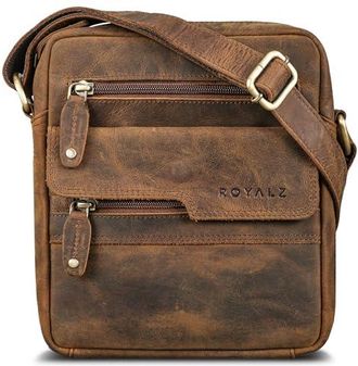 Royalz Oregon Sacoche à Bandoulière Petit Homme Cuir Véritable Sac à MainVintage pour Tablette iPad 9,7 Pouces Messager Besace Sac à lépaule, Couleur:Nevada 