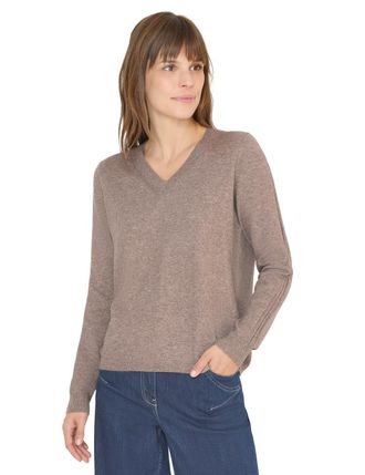 Cecil Kuscheliger V-Neck Pullover Chocolate Mousse Melange XXL