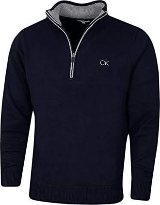 Calvin Klein Chandail à Demi-glissière épais doublé pour Homme Bleu Marine - XXL