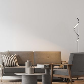 Lightbox LED Stehlampe mit 1,5 m Höhe - zeitlose Standleuchte mit Schalter - 16 W - 1700 lm - 4000 K - aus Metall/Kunststoff - in Matt Schwarz