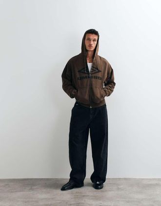 Umbro Sweat &agrave; capuche zipp&eacute; - Marron d&eacute;lav&eacute;
