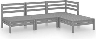 vidaXL 4-tlg. Garten-Lounge-Set Massivholz Kiefer Grau Vidaxl
