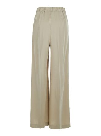 P.A.R.O.S.H. Womens Tech Fabric Pants Beige Polyester Trousers