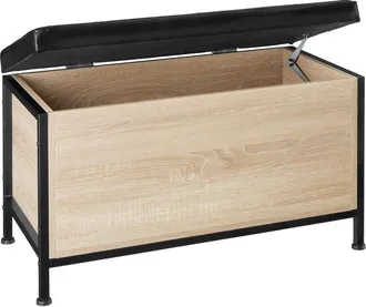 TecTake Tectake - Coffre banquette matelass&eacute;e 81,5 x 41,5 x 50,5 cm - Similicuir r&eacute;sistant - Rangement int&eacute;rieur 88L - Pieds r&eacute;glables pour stabilit&eacute;