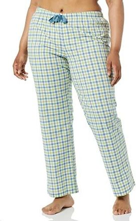 Amazon Essentials Pantalon de Pyjama en Popeline Femme, Bleu Vert Sauge Motif Vichy, XXL