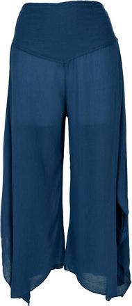 Guru Shop Palazzohose, Weite Boho Sommerhose, Weiter Hosenrock - Petrol, Damen, Synthetisch, Size:L