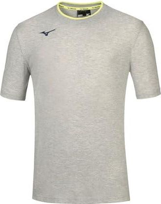 Mizuno Tee T-Shirt, Gris chiné/Jaune Fluo, L Hommes