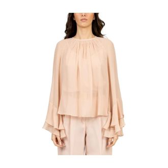 Max Mara Seiden-Georgette Nude Bluse - - Blouses & Shirts - Damen - Beige - S