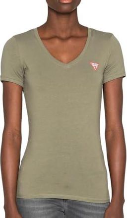 Guess T-Shirt Kaki Femme Mini Triangle