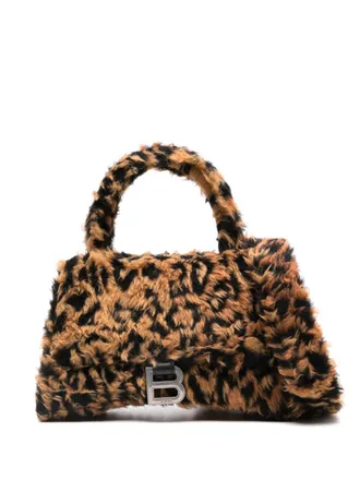 Balenciaga petit sac Hourglass en fourrure artificielle - Marron