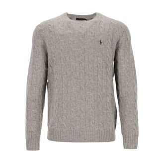 Polo Ralph Lauren Pull en maille torsad&eacute;e en laine et cachemire - Homme - Pulls - Gris - Taille: L