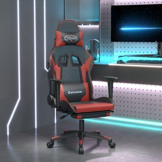 vidaXL Gaming-Stuhl mit Fu&szlig;st&uuml;tze Schwarz und Weinrot Kunstleder vidaXL217151