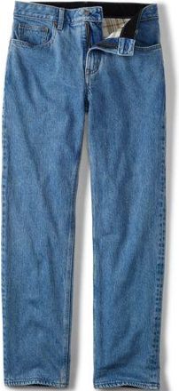 Lands End Stretch-Denim Jeans mit Komfortbund und Flanellfutter, Classic Fit, Herren, Gr&ouml;&szlig;e:48-50 76 regular, Blau, Baumwoll-Mischung, by Lands End