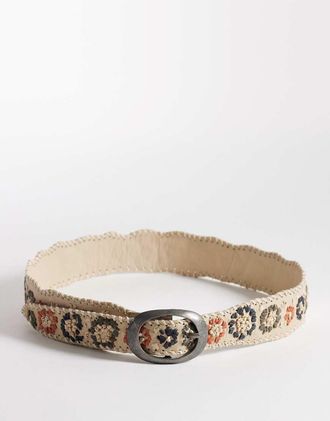 Free People Dreaming - G&uuml;rtel aus Bast in Natur-Wei&szlig;