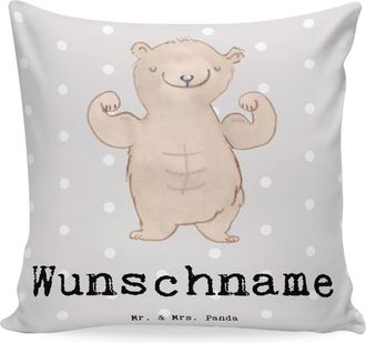 Mr. & Mrs. Panda Kopfkissen B&auml;r Bodybuilding - Personalisierte Geschenke, Wunschname, Sport, K&ouml;rpergestaltung, Name, Bedrucken, Leistungssport, Muskelmasse, Personalis
