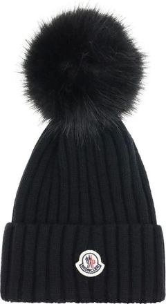 Moncler Femme, Accessoires, Noir, Taille: ONE Size Bonnet en laine &agrave; pompon