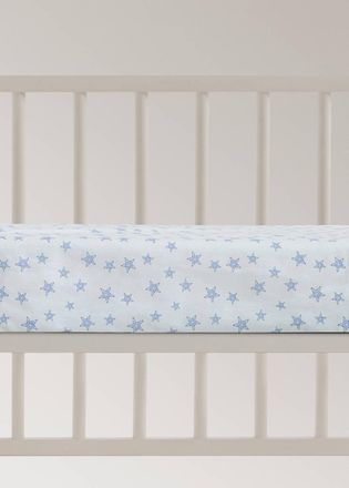 Mango Drap-housse mini berceau percale de coton &eacute;toiles bleu - Home - 60x120x15cm - MANGO HOME