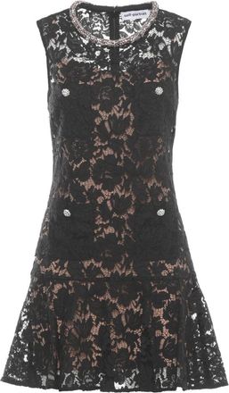 Self Portrait Femme, Robes, Noir, Taille: 36 FR Lace Crystal Dress