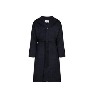 Maison Kitsun&eacute; Manteau ceintur&eacute; &agrave; col &agrave; revers en laine m&eacute;lang&eacute;e