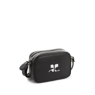 Courrèges Lederkamera Umhängetasche - Schwarz