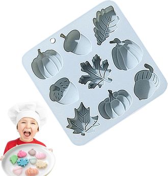 Generic Silikonformen zum Backen, 9 Mulden, K&uuml;rbisblatt, Eiche, Obstform, Silikonformen f&uuml;r -Kuchen, Keksformen, Zucker, Schokolade, harte S&uuml;&szlig;igkeiten, Desser