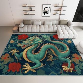 Generic Tapis Imprim&eacute; Antid&eacute;rapant 120 x 170 cm, Tapis R&eacute;tro Dessin Anim&eacute; Animaux Dragon pour Adolescent Gar&ccedil;on Fille Adulte - Paillasson pour Salon Chambre &agrave;