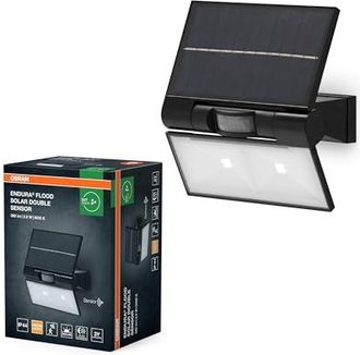 Osram ENDURA Solar-Outdoor-Flutlichter mit Tageslicht- und Bewegungsmelder in Dunkelgrau, IP44-Schutz, Ersatz f&uuml;r Halogenlampenfluter