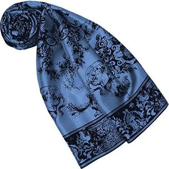 Lorenzo Cana Lorenzo Cana Foulard pour femme 100% soie multicolore 90 x 90 cm, Baroque bleu moyen, Taille Unique